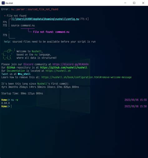 Nushell 0 84 0 Can Not Import Nu File In Config Nu Issue 10250