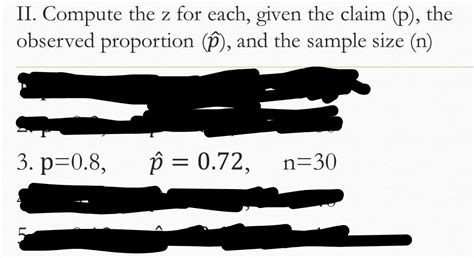 solved ii compute the z for each given the claim p the observed