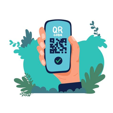 Page Qr Code Scanning Icon In Smartphone Hand Holding Mobile Phone In Line Style Barcode