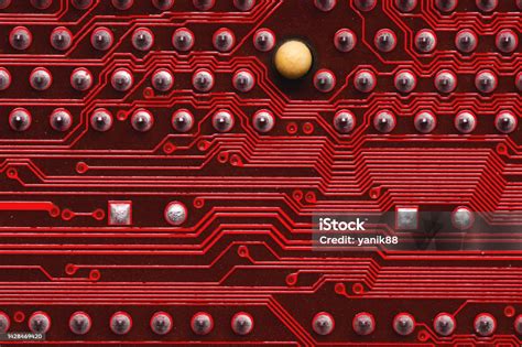 빨간 회로 널 전자 컴퓨터 기계설비 기술 마더보드 디지털 칩 기술 과학 0명에 대한 스톡 사진 및 기타 이미지 0명 Cpu