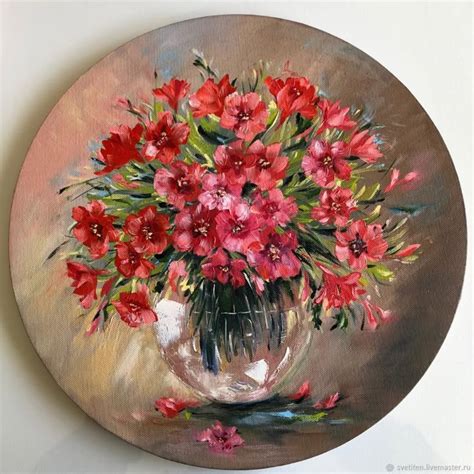 Картины Букет Лаватеры для любимой Диаметр картины 40 см в интернет магазине на Ярм… Картины