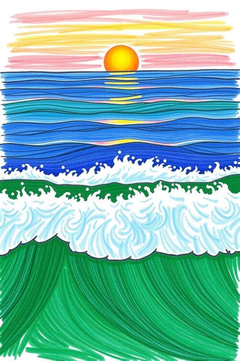 12 Wave Drawing Ideas Various Styles And Skill Levels