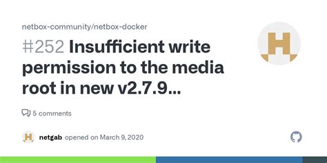 Insufficient Write Permission To The Media Root In New V279 Deployment · Issue 252 · Netbox