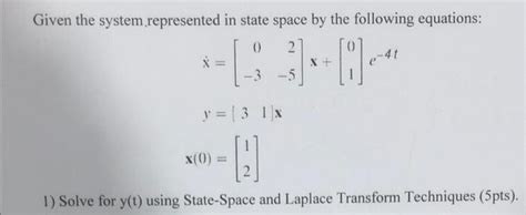 Solved Given The System Represented In State Space By The Chegg Com