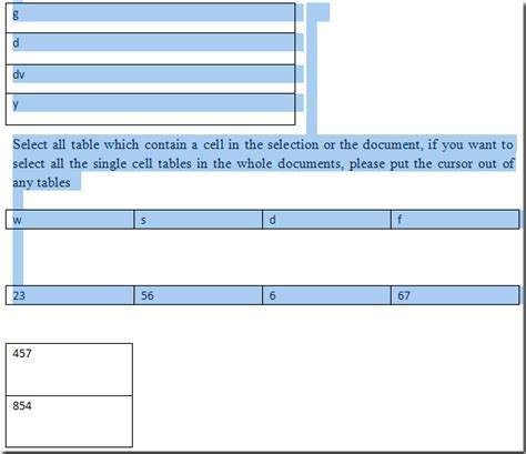 Quickly Select All Single Column Tables In Word