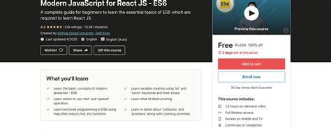 modern javascript for react js — es6 free premium courses by