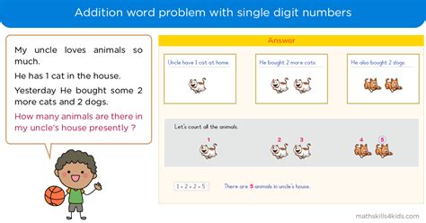Addition Word Problems Adding Single Digit Numbers