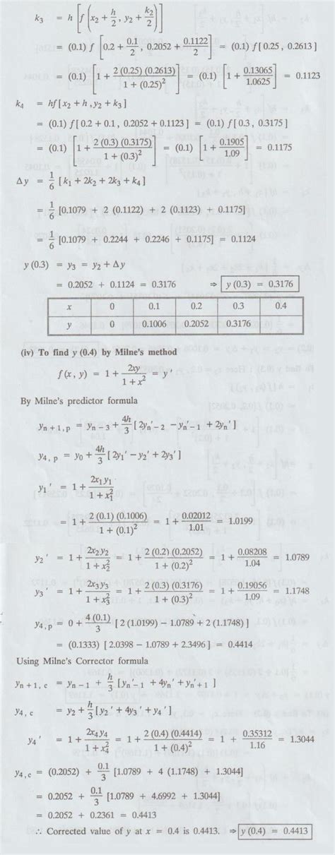 Milnes Predictor And Corrector Methods For Solving First Order Equations Solved Example Problems