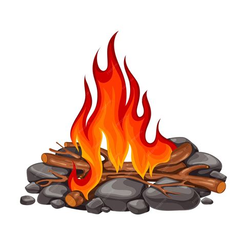Premium Vector Bonfire With Charcoal And Firewood