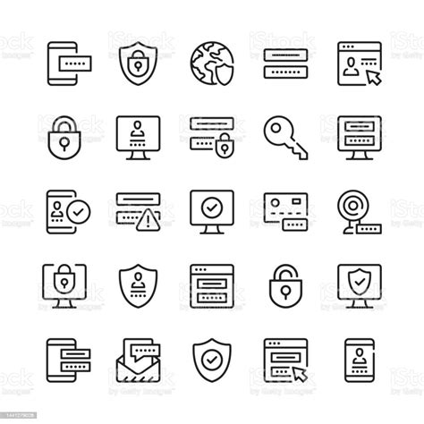 Password Line Icons Outline Symbols Vector Line Icons Set Stock