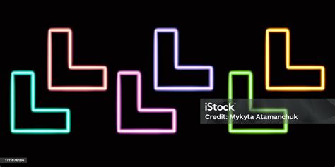 빛나는 바탕 화면 아이콘 설정 네온 세트 기하학적 스티커 네온 기하학적 도형 빛나는 도형 네온 기하학적 도형 1970 1979 년에 대한 스톡 벡터 아트 및 기타 이미지