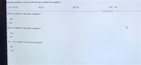 solved termine whether or not the ordered pair satisfies the