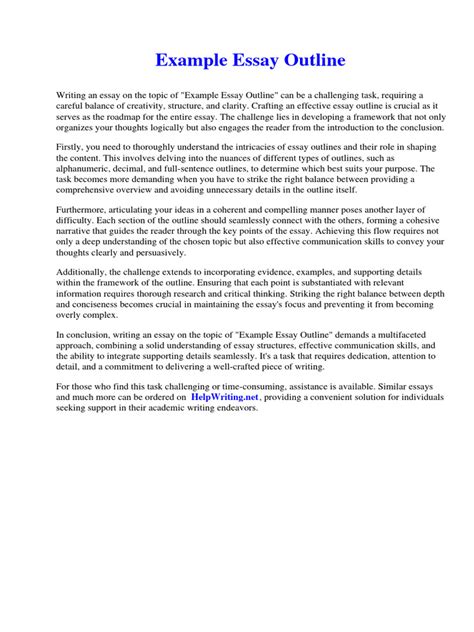 Example Essay Outline Pdf Essays Sex Education