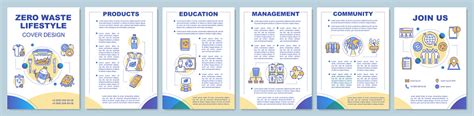제로 폐기물 라이프 스타일 브로셔 템플릿 레이아웃 전단지 소책자 선형 그림이있는 전단지 인쇄 디자인 폐기물 관리 잡지 연례