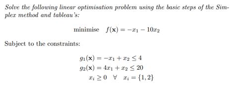 Solved Solve The Following Linear Optimisation Problem Using