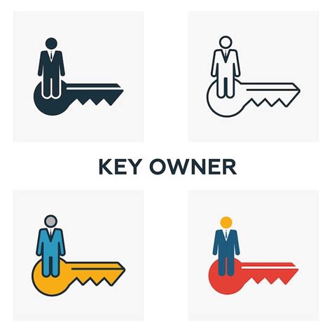 Premium Vector Key Owner Icon Set Four Elements In Diferent Styles From Blockchain Icons