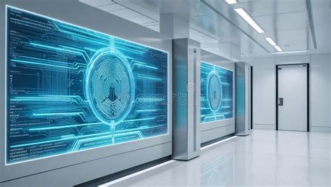 Biometric Data Analysis Hologram Display High Security Facility Digital Code Layers