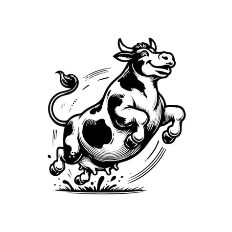 Premium Vector Cow Logo Design Smiling And Jumping Cow Jumping Vector