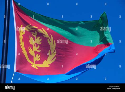 Eritrea Flag And Blue Sky Stock Photo Alamy