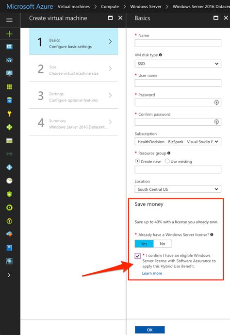 azure any difference between the hybrid use windows server image and