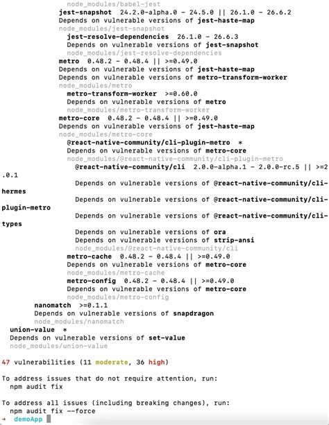 Npm Install High Severity Issues React Native Issue Facebook React Native GitHub