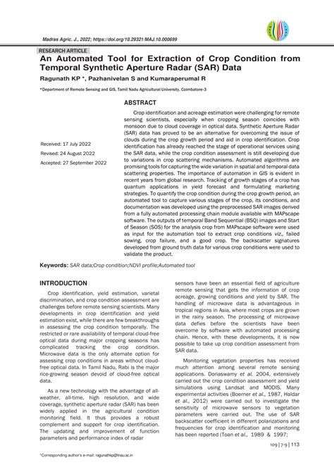 Pdf An Automated Tool For Extraction Of Crop Condition From Temporal