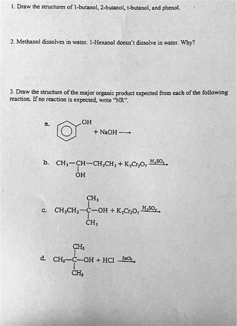 Solved Draw The Structures Of Butanol 2 Butanol T Butanol And