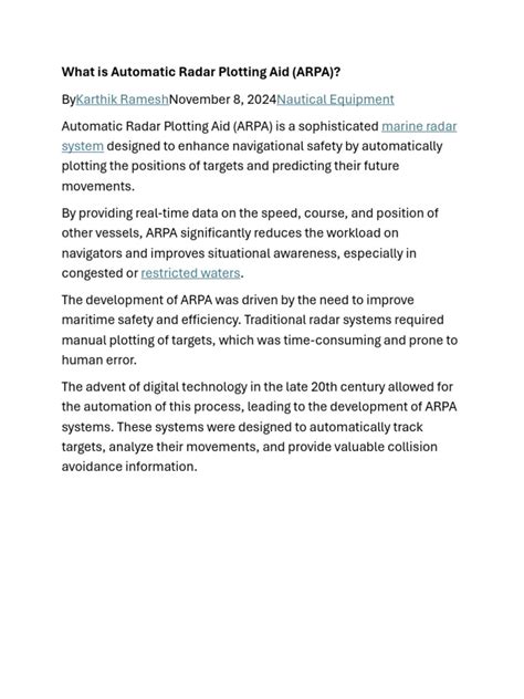 What Is Automatic Radar Plotting Aid Pdf