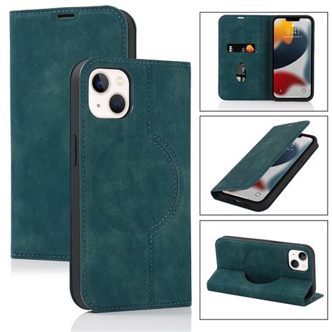 Wireless Charging Magsafe Leather Phone Case For iPhone 13 mini (Blue ...