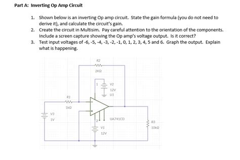 Part A Inverting Op Amp Circuit 1 Shown Below Is An Inverting Op Amp
