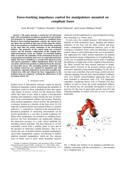 pdf force tracking impedance control for manipulators mounted on