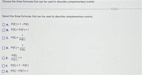 Solved Choose The Three Formulas That Can Be Used To