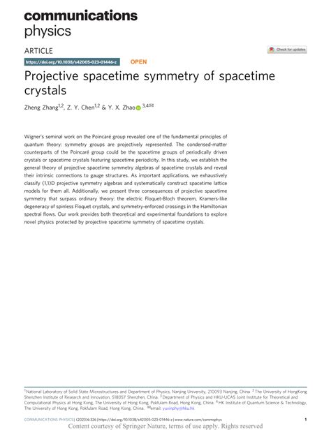 Pdf Projective Spacetime Symmetry Of Spacetime Crystals