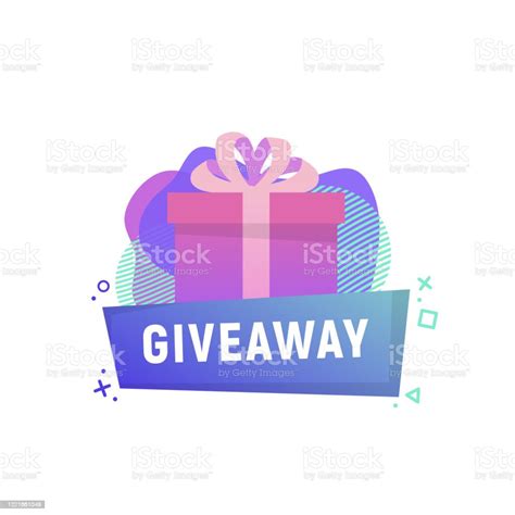 경품 아이콘 소셜 미디어를 위한 경품 포스터 템플릿입니다 배경에 추상적인 현대 그래픽 요소가있는 선물 상자 광고 축하 보상을 위한 배너 디자인 벡터 일러스트레이션 개념에