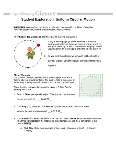 Uniform Circular Motion SE Babe Exploration Uniform Circular Motion Vocabulary Studocu
