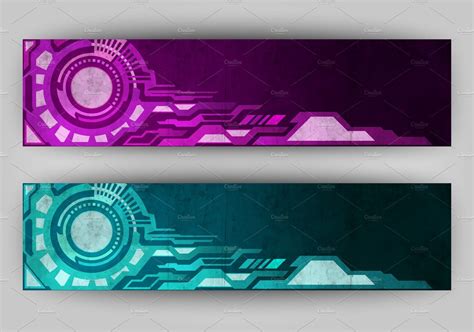 Abstract Tech Banners Two By NickSorl Shop On Creativemarket World Wallpaper Abstract Banner