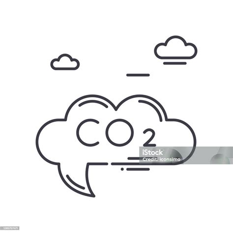 이산화탄소 아이콘 선형 절연 일러스트레이션 얇은 선 벡터 웹 디자인 사인 흰색 배경에 편집 가능한 스트로크가 있는 개요 개념