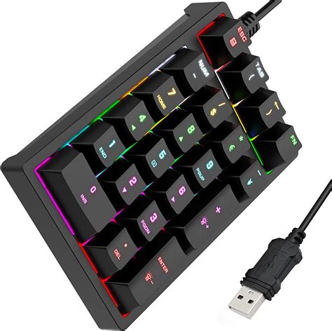 Mechanical USB Wired Numeric Keypad Number Pad With Blue LED Backlit Key Numpad For Laptop