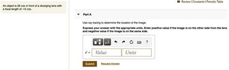 solved review constants perodic table an object is 26 ci in front of diverging lens with focal
