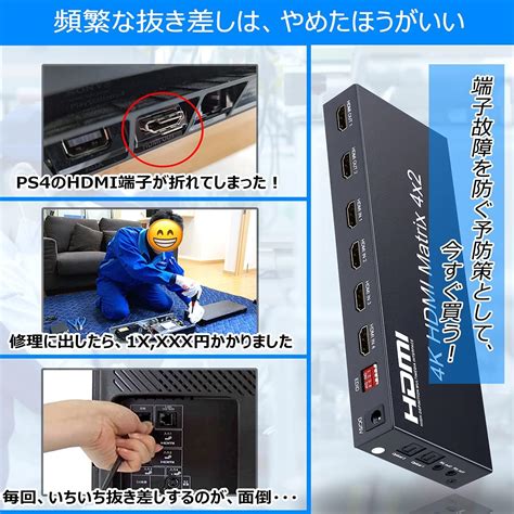 Buy Eleview Ehd 076y Hdmi Switcher Splitter Matrix 4 Inputs 2 Outputs 4k Hdcp14 Audio