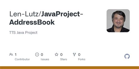GitHub Len Lutz JavaProject AddressBook TTS Java Project