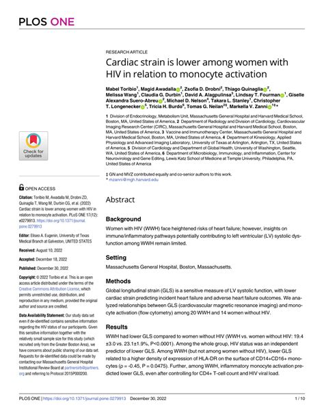 Pdf Cardiac Strain Is Lower Among Women With Hiv In Relation To Monocyte Activation