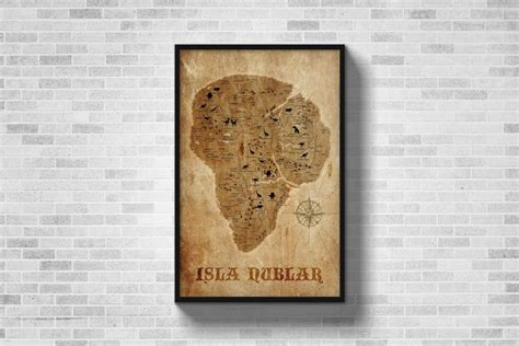 Isla Nublar Map Jurassic Park Minimalist Map Film Poster Lost World