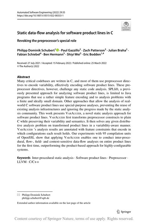 Pdf Static Data Flow Analysis For Software Product Lines In C
