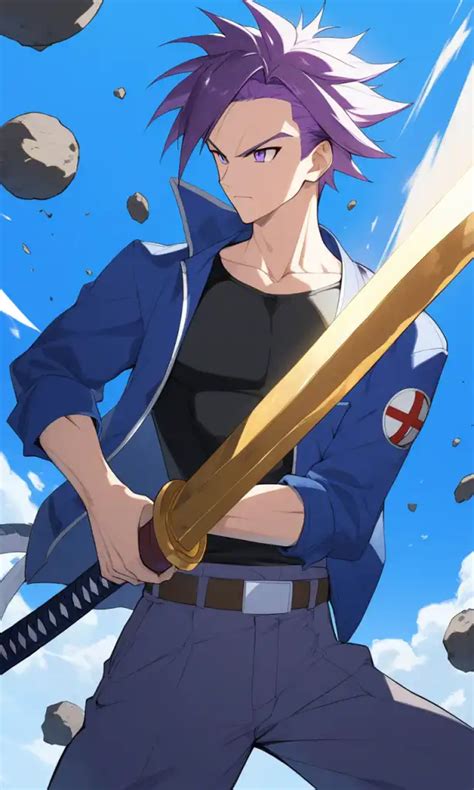 Ai Art Trunks The Purple Haired Warrior In His Future Battle Gear By Wildcrimsonwalkerjr Pixai