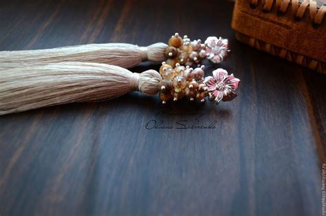 Купить Серьги кисти пудровые бежевый пудровый цвет серьги серьги длинные серьги кисточки