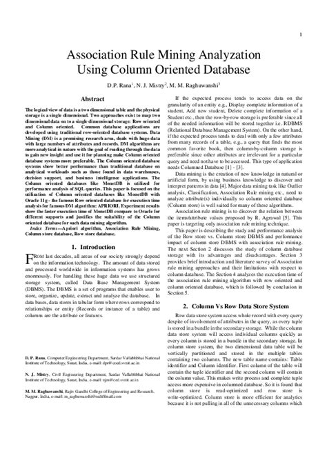 Pdf Association Rule Mining Analyzation Using Column Oriented Database