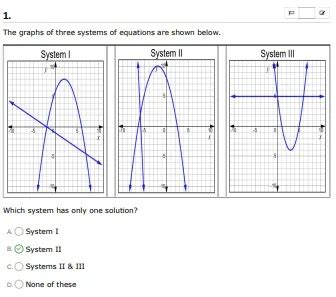 1 The Graphs Of Three Systems Of Equations Are Shown Below System I System II System III Which