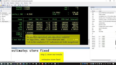Hausman Test For Fixed And Random Effects Stata Youtube