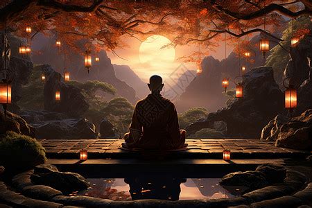 法阵中的禅修者插画图片下载 正版图片601075129 摄图网